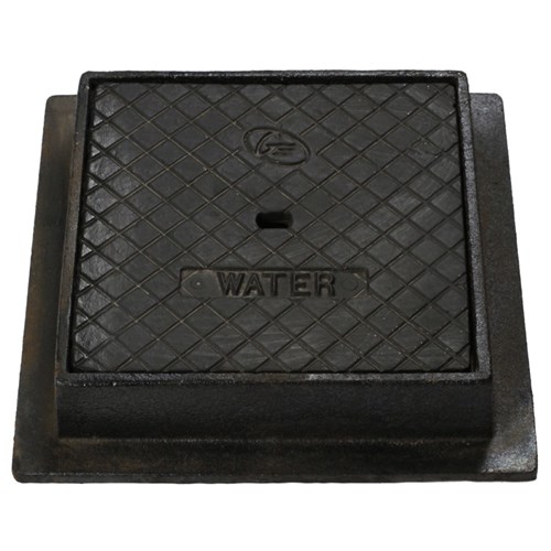 Cast Iron Water Meter Box 300mm x 300mm Black | Galvins Plumbing Supplies