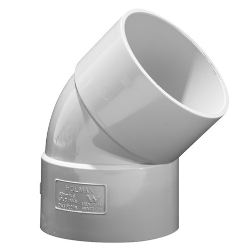PVC DWV F&F Plain Bend 50mm x 45 Degree | Galvins Plumbing Supplies